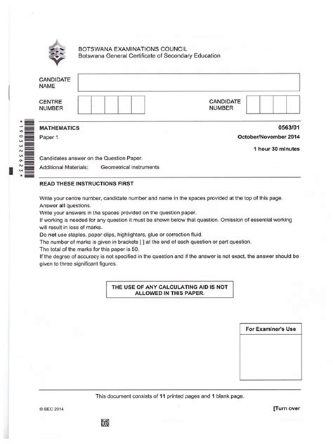 Bgcse Maths Pp1 2014 Pdf