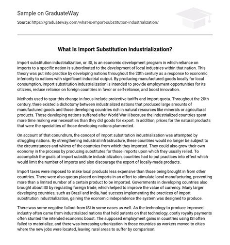 ⇉what Is Import Substitution Industrialization Essay Example Graduateway