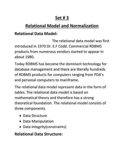 Solution Relational Model And Normalization Studypool