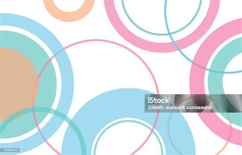 추상 기하학적 원 모양 파란색 분홍색 녹색 흰색 배경에 주황색 가리기에 대한 스톡 벡터 아트 및 기타 이미지 가리기 곡선 구도 Istock