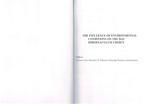 Pdf The Influence Of Enviromental Conditions On The Bat Hibernaculum
