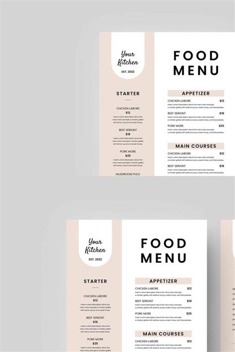 Food Menu MS Word Indesign MasterBundles