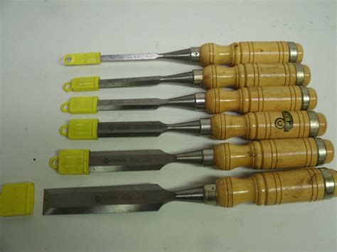 Vintage Set Of 6 Mifer Wood Carving Chisels Spanish Chrome Vanadium
