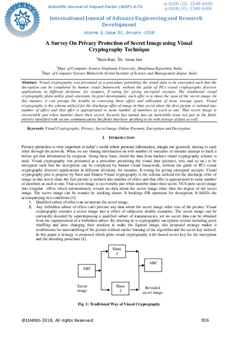 A Survey On Privacy Protection Of Secret Image Using Visual