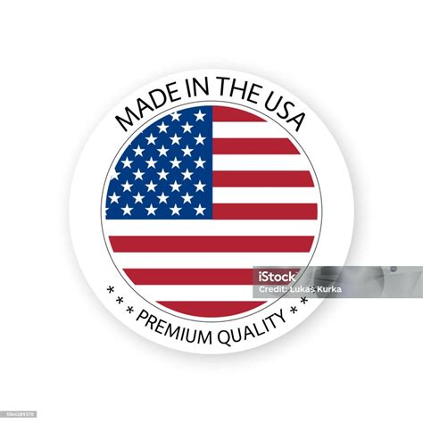 현대 벡터는 미국에서 만든에 고립 된 흰색 배경 미국의 색상 프리미엄 품질 스탬프 디자인 미국 국기와 함께 간단한 스티커 라벨 고급에 대한 스톡 벡터 아트 및 기타 이미지