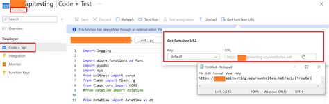 Python Azure Functions App Works With Direct Input Url Which Under