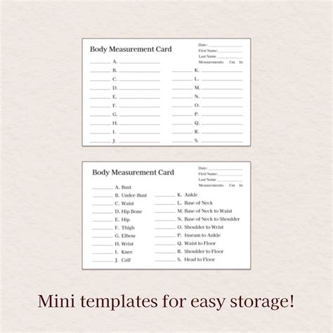 Detailed Body Measurement Template Sewing Project Planner Fashion Template Tool Etsy