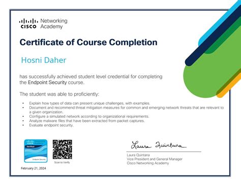 Successfully Attended Cisco Endpoint Security Course And Passed The
