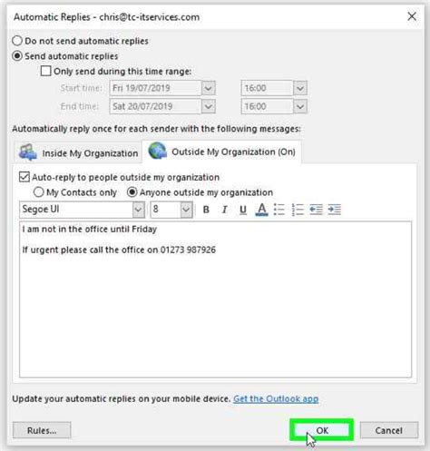 Automatic Replies Out Of Office For Outlook TC IT Services