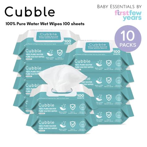 Cubble 100 Pure Water Wet Wipes 100 Sheets X 10 Packs 1000 Sheets