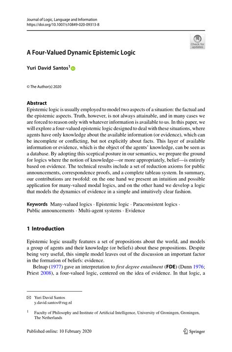 Pdf A Four Valued Dynamic Epistemic Logic