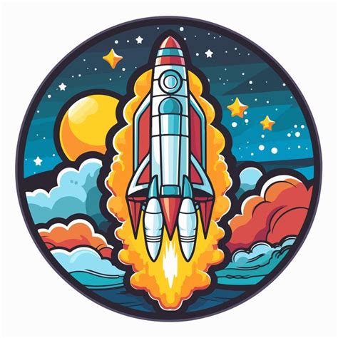 Rocket Badge In Space Illustration Premium Ai Generated Vector