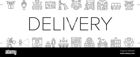 Delivery Autonomous Robot Icons Set Vector Stock Vector Image And Art Alamy