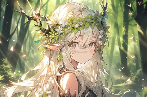 神秘森林妖娆的精灵女王插画图片下载 正版图片402490088 摄图网