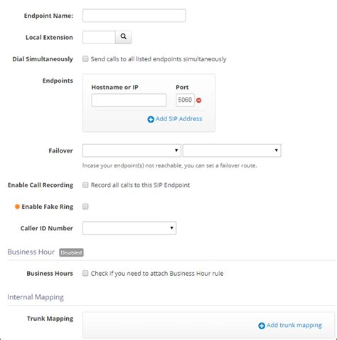B Hive Sip Endpoints Setup Page