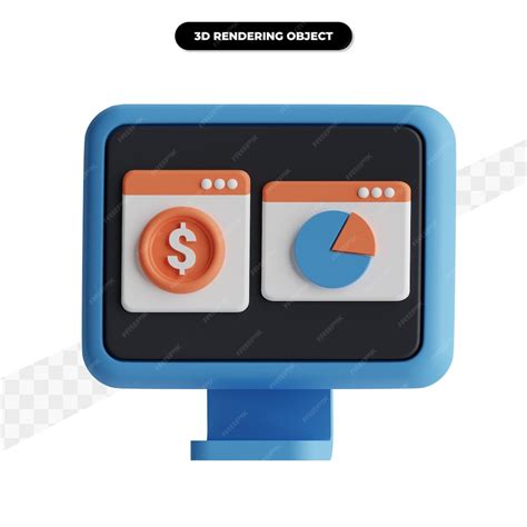 Premium Psd 3d Render Monitor Graph Illustration