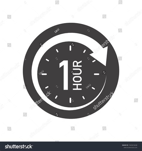 One Hour Round Icon Arrow Black Stock Vector Royalty Free 1565818438