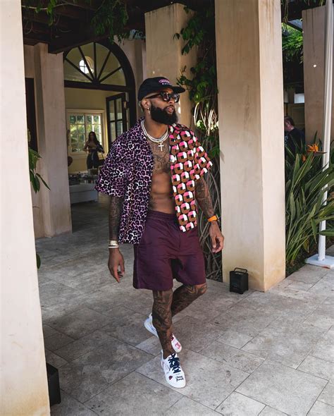 Spotted Odell Beckham Jr Summer Ready In Prada Shirt Rhude Hat
