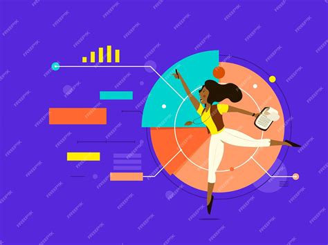 Premium Vector A Woman Presenting A Data Visualized As Pie Chart