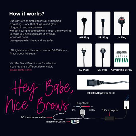 Hey Babe Nice Brows Led Neon Signhandmade Neon Sign Etsy