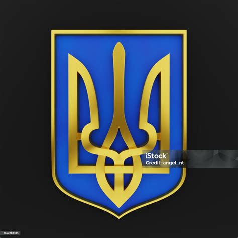 Lambang Ukraina Trisula Emas Simbol Negara Ukraina Render 3d Foto Stok