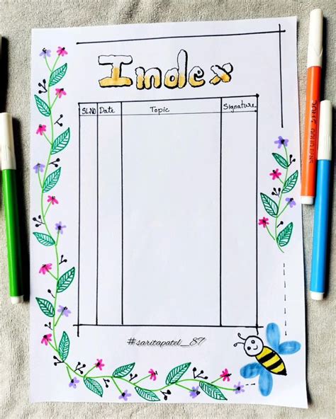 Index Page Design For School Project Assignment And Journals Bond