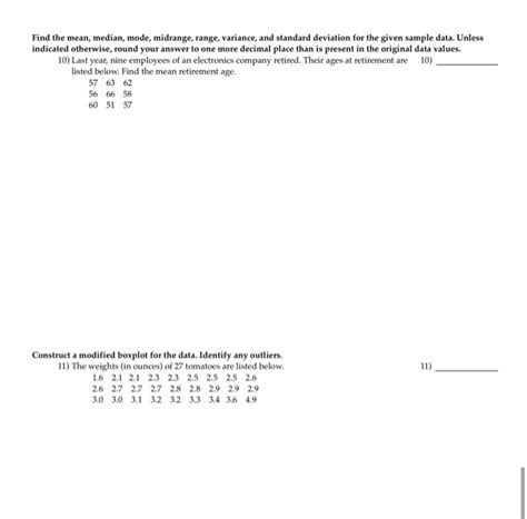 Solved Find The Mean Median Mode Midrange Range Chegg