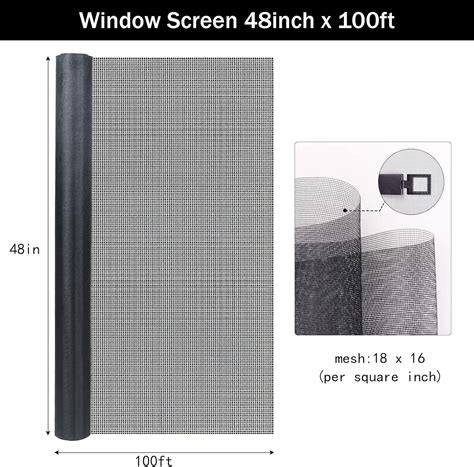 Tianmzc Window Screen Replacement Fiberglass Screen Material Mesh Roll