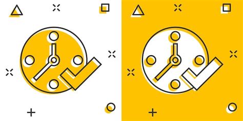 Premium Vector Clock Check Mark Icon In Comic Style Timer Approval