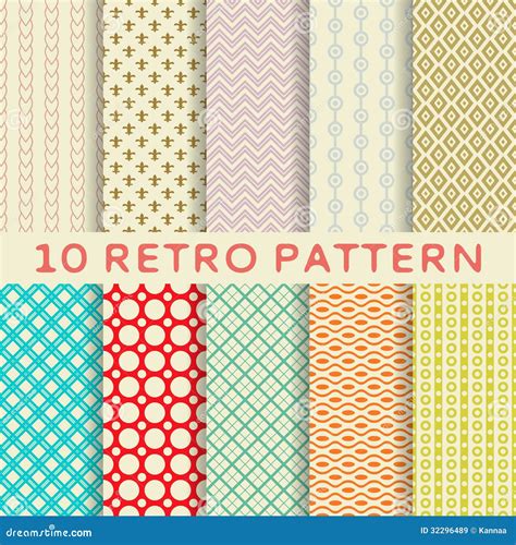 Retro Different Vector Seamless Patterns Tiling Stock Vector Illustration Of Abstract