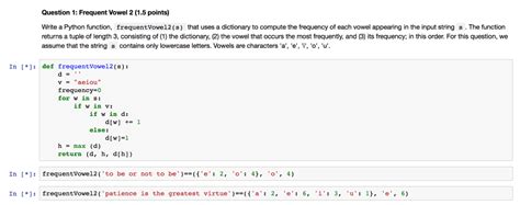 Solved Question 1 Frequent Vowel 2 15 Points Write A