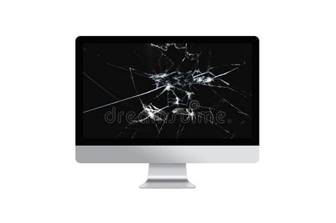 3d Rendered Broken Screen Computer Cracked Screen Monitor Stock