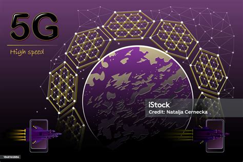 고속 통신 모델 최신 스마트폰으로 5g 인터넷 통신 휴대 전화 세계의 하이테크 디지털 기술 It 분야의 과학 연구 신호 전송 다이어그램 5g에 대한 스톡 벡터 아트 및 기타