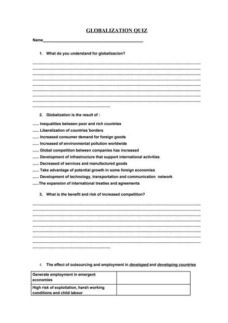 Globalization Questionnaire Doc