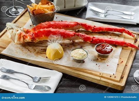 Romantic Dinner With King Crab Legs In Restaurant Stock Image Image
