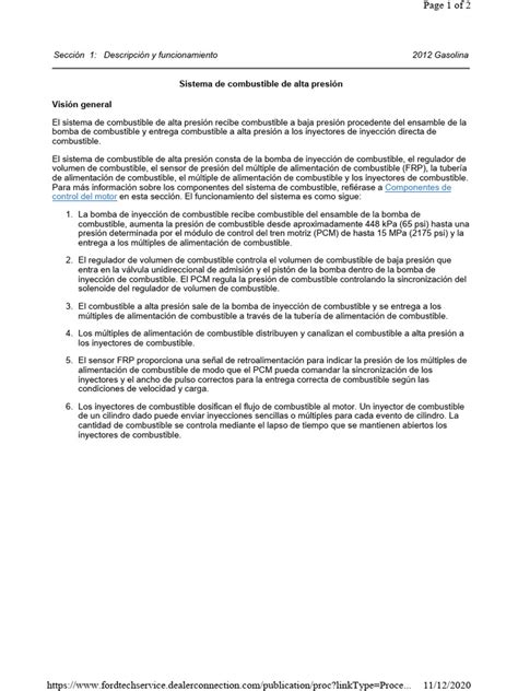 Sistema De Combustible De Alta Presión Pdf Inyección De Combustible Propulsión