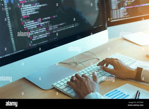 Asian Man Working Code Program Developer Computer Web Development Working Design Software On