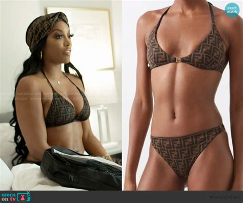 Wornontv Porshas Monogram Print Bikini Top And Lace Pants On The Real