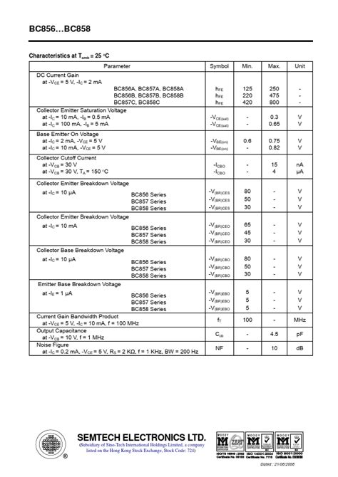 Bc857 Datasheet Pdf Pnp Silicon General Purpose Transistors