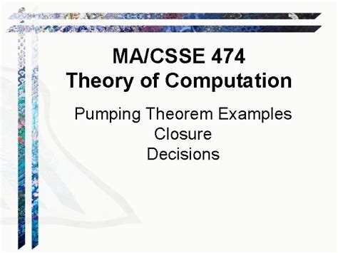 Macsse 474 Theory Of Computation Pumping Theorem Examples