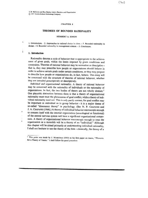 Herbert Simon Theories Of Bounded Rationality 1972 Pdf