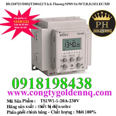 Timer Switch Selec Ts1w1 1 20a 230v Công Ty Tnhh Tổng Hợp Quốc Tế Golden Nq