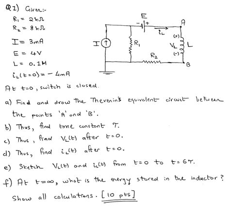 solved q1 given r1 2kΩr2 8kΩi 3 mae 4 vl 0 1hil t 0 −4