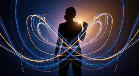 Human Spirit With Glowing Energy Trails Glowing Aura Around Figure