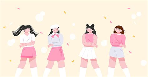 여자 아이돌 그룹 일러스트레이션 유토이미지 상세페이지 베이직샵 일러스트 22259973