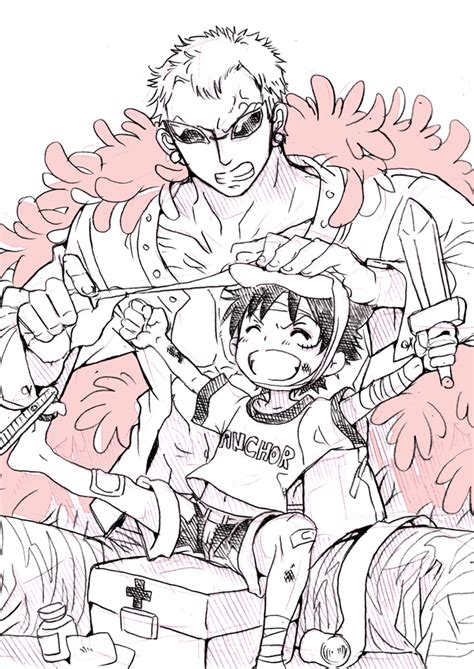 Monkey D Luffy And Donquixote Doflamingo One Piece Drawn By Eguana Danbooru