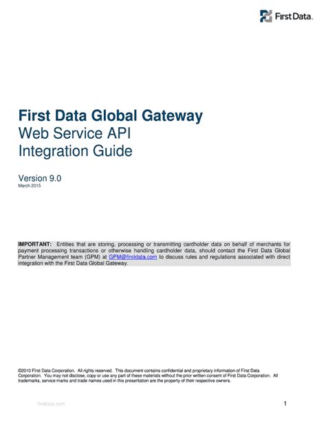 Fillable Online First Data Global Gateway Web Service Api Integration