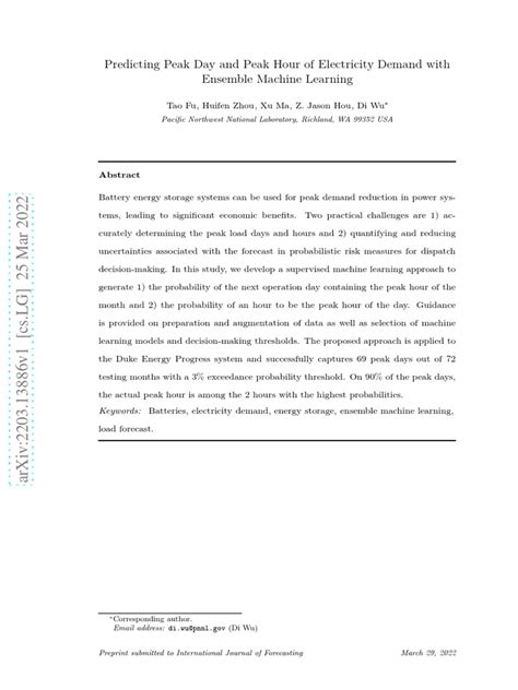 Predicting Peak Day And Peak Hour Of Electricity Demand With Ensemble