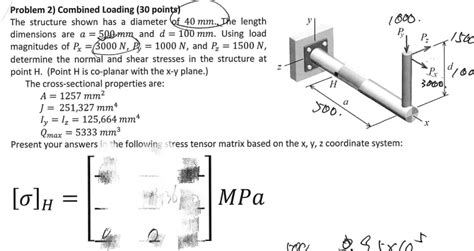 solved p 500 problem 2 combined loading 30 points the