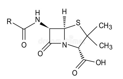 Penicillin Chemical Formula Molecule Structure Stock Vector